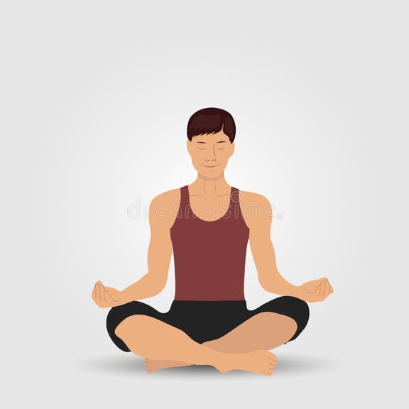 Illustration Young Man in a Lotus Position. Stock Vector - Illustration ...
