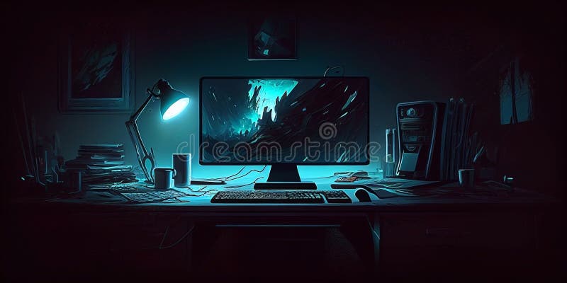Illustration of Young Man Playing Game in Desktop at Bedroom Stock ... Illustration of Young Man Playing Game in Desktop at Bedroom Stock ...