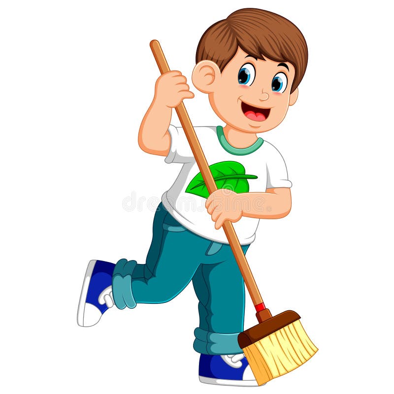 Boy Sweeping Clipart