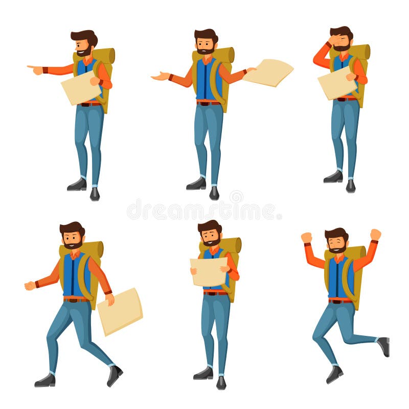 Young Man Traveler with Backpack Stock Vector - Illustration of male ... Young Man Traveler with Backpack Stock Vector - Illustration of male ...
