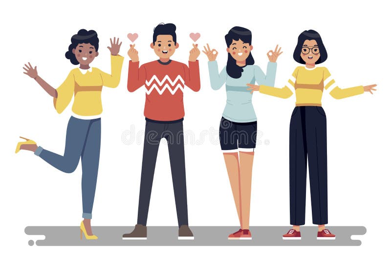 Illustration with Young People Design Vector Illustration Stock ...