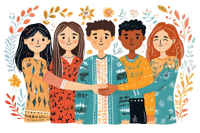 Illustration of Young People from Different Cultures Joining Hands ...