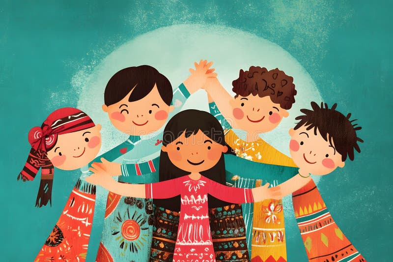 Illustration of Young People from Different Cultures Joining Hands ...