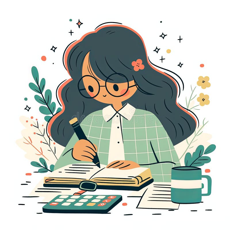 Female Accountant Working with Calculator and Notebook in Home Office ...