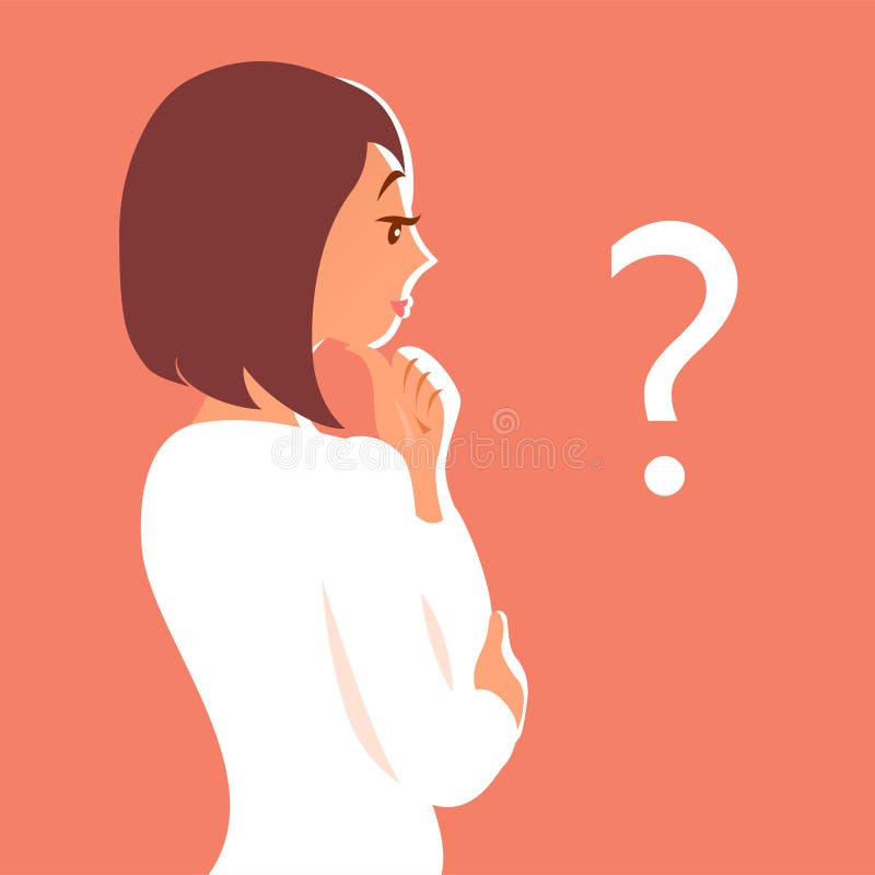 Illustration Of A Young Woman Pondering A Question Stock Vector ...