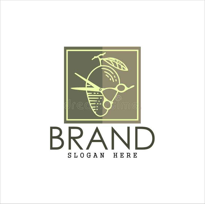 Mango Logo, Mango Line Art with Scissors Stock Vector - Illustration of ...