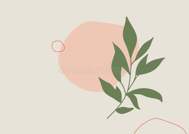 Branch with Leaves on Abstract Shapes and Lines. Abstract Creative ...