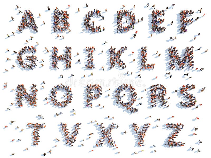 Illustrations of Alphabet, with People. Stock Image - Image of alphabet ...