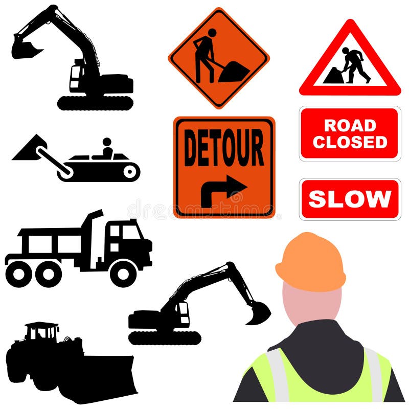 Signalisation De Travaux Routiers Illustration Stock - Illustration du ...