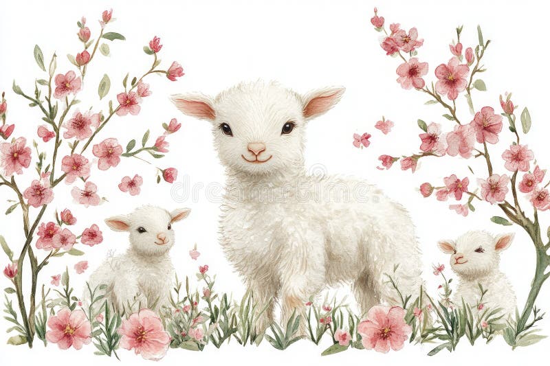 Illustrations of Baby Animals, Such As Chicks and Lambs, Symbolizing ...