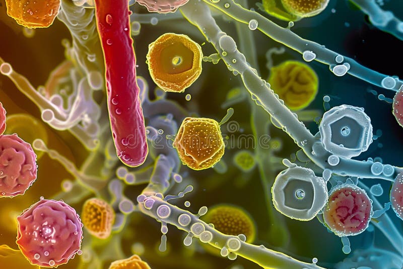 Illustrations of Bacteria Under the Microscope Stock Illustration ...