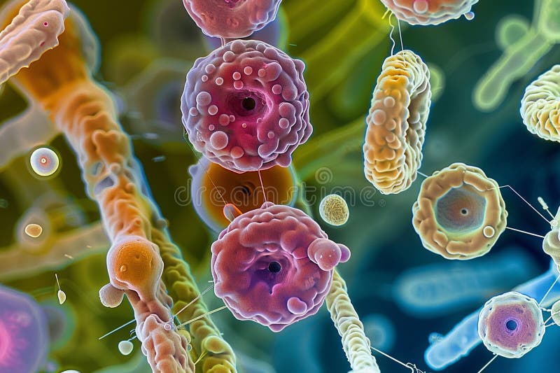 Illustrations of Bacteria Under the Microscope Stock Illustration ...
