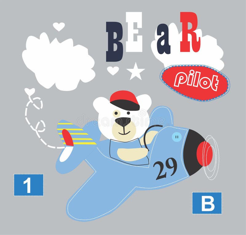 Bear Pilot T Shirt Print Vector Art Stock Vector - Illustration of cute ...