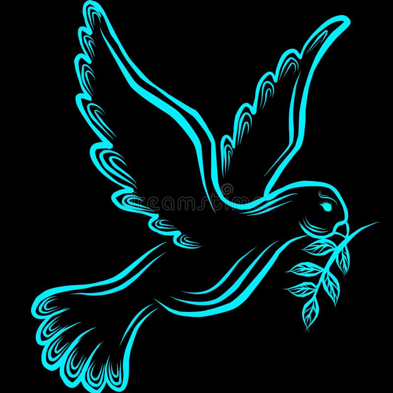 Illustrations of Birds in Bright Blue Line Art. Stock Illustration ...