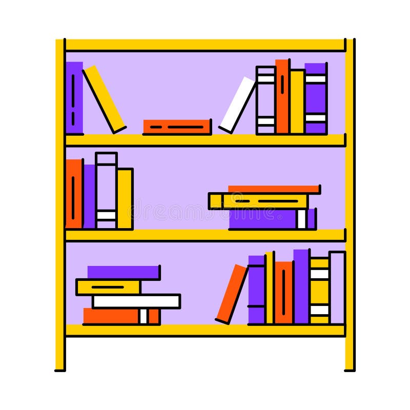 Illustrations of Bookshelf. Image for Education and School Stock Vector - Illustration of ...