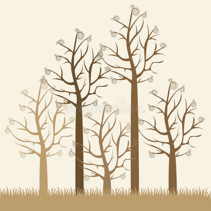 Illustrations of Brown Trees Stock Vector - Illustration of drawing ...