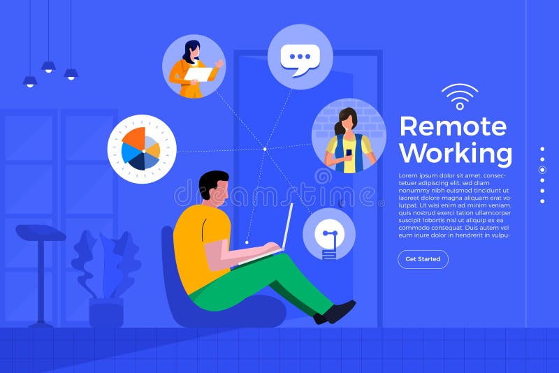 Remote Office working stock vector. Illustration of workplace - 158571157