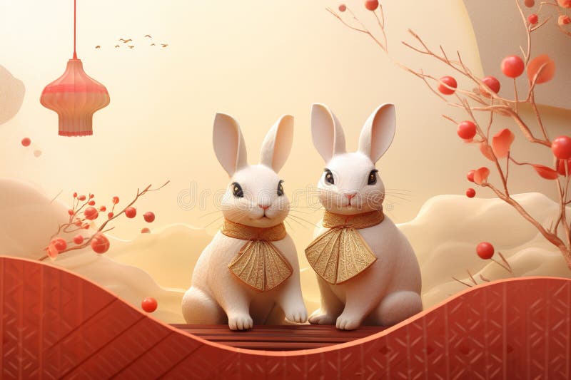 Illustrations of a Chinese New Year Rabbit Stock Illustration ...