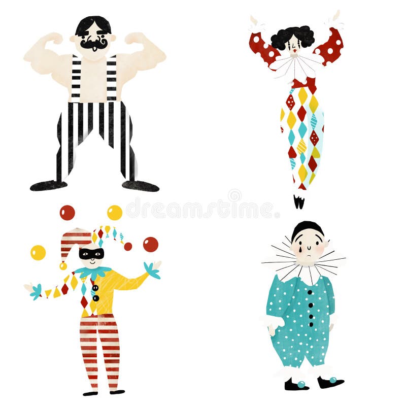 Illustrations with Circus Performers Stock Illustration - Illustration ...