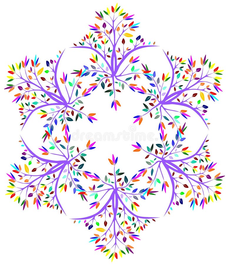 Abstract Image. an Artistic and Antique Colorful Tree in a Mandala ...
