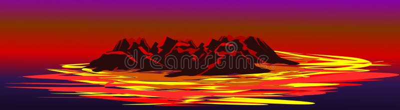 The Illustrations and Clipart. Fire in the Mountain Stock Illustration ...