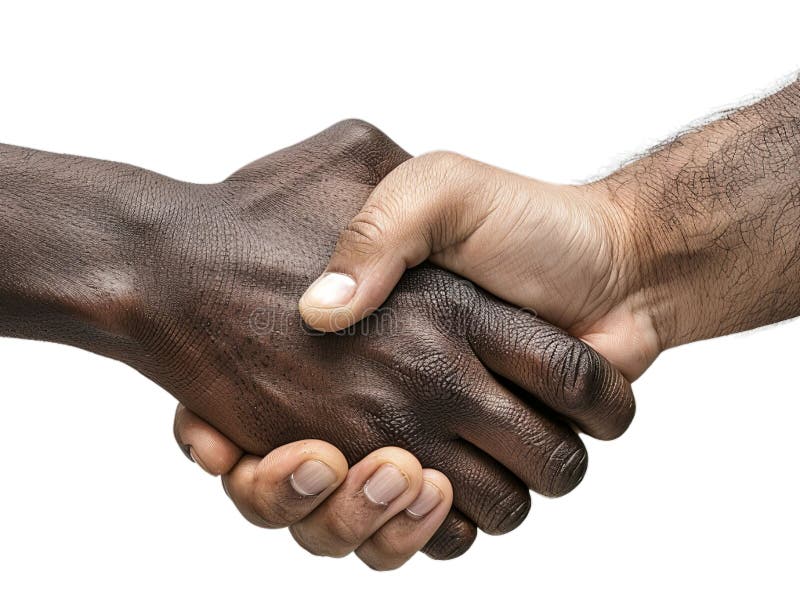 Two Hands, One Light-skinned and One Dark-skinned, Clasp in a Firm ...