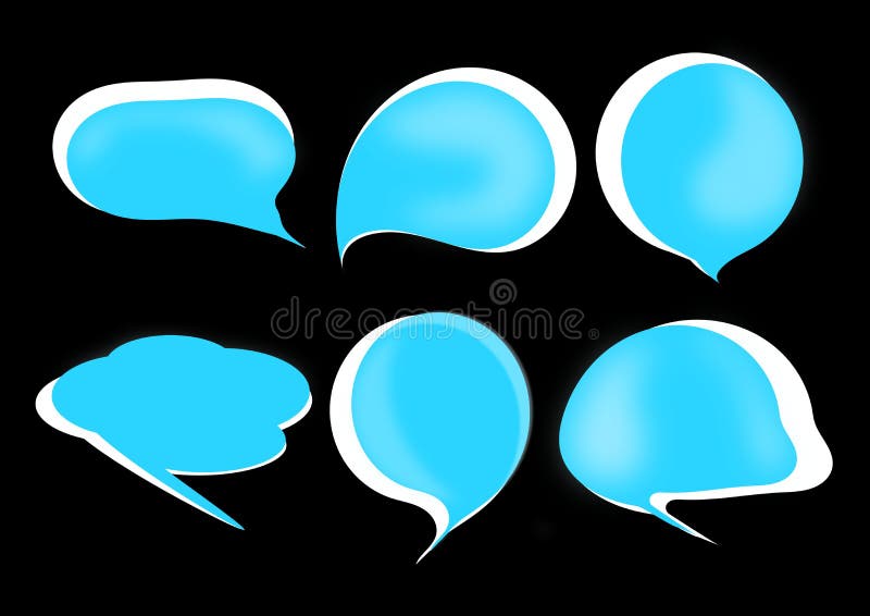 Blue Color Isolated 3d Message or Speech Bubbles on a Dark Background ...