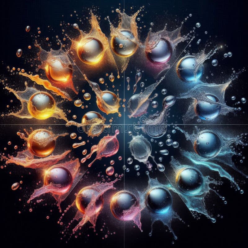 Colorful Splashes of Water Droplets, with Different Variations Stock ...