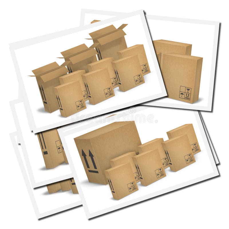 Cardboard Boxes with Generic Printing Stock Illustration - Illustration ...