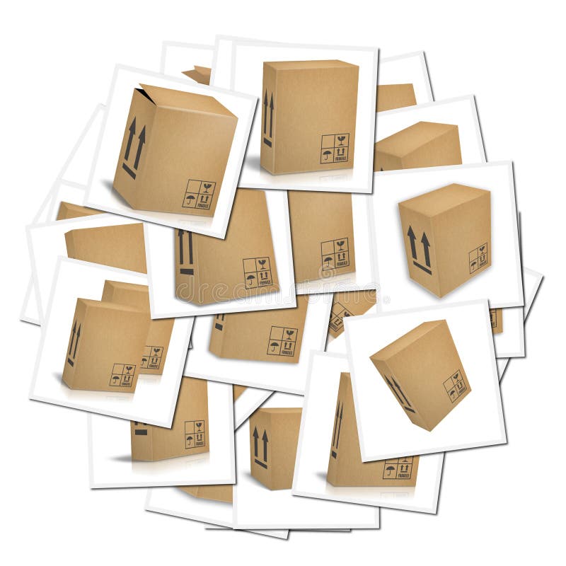 Cardboard Boxes with Generic Printing Stock Illustration - Illustration ...
