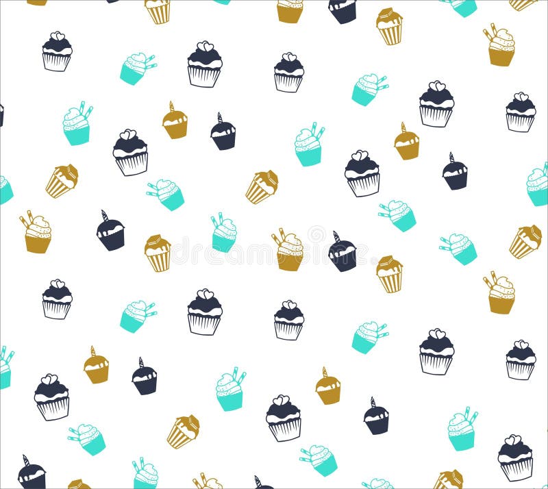 Cup Cake All Over Print Vector Stock Vector - Illustration of girls ...
