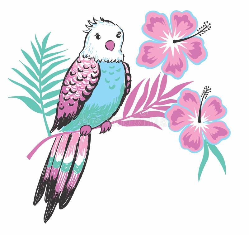 CUTE BIRD with FLOWER PRINT VECTOR ART Stock Vector - Illustration of ...