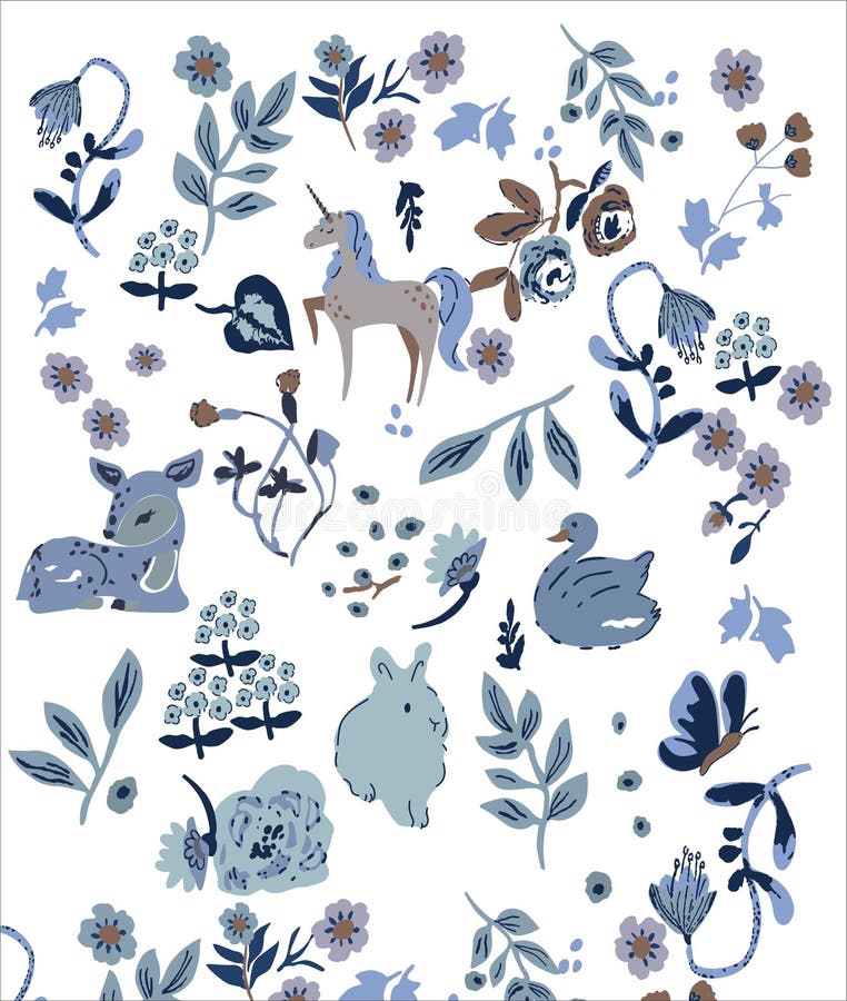 Cute Dear Animals All Over Print Vector Stock Vector - Illustration of ...