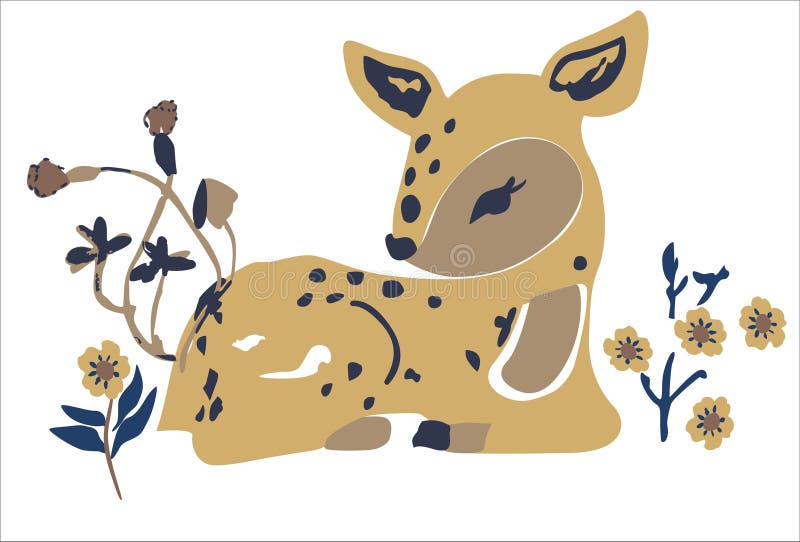 Cute Dear Animals Print Vector Stock Vector - Illustration of print ...