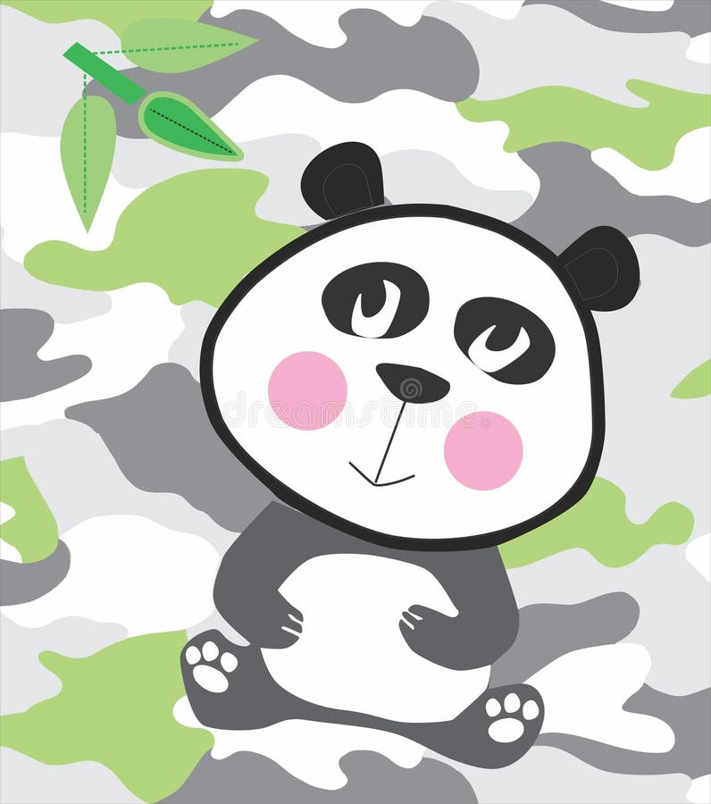 Cute Panda with Popcorn Print Vector Stock Vector - Illustration of ...