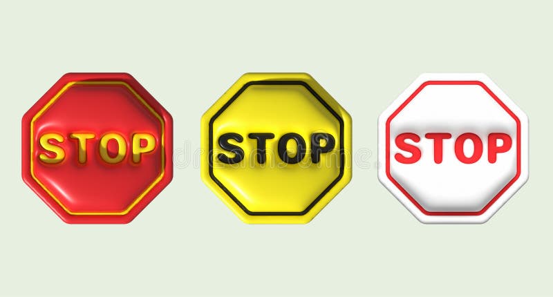 Illustrations 3D , Stop Symbols or Caution Symbols Stock Illustration ...