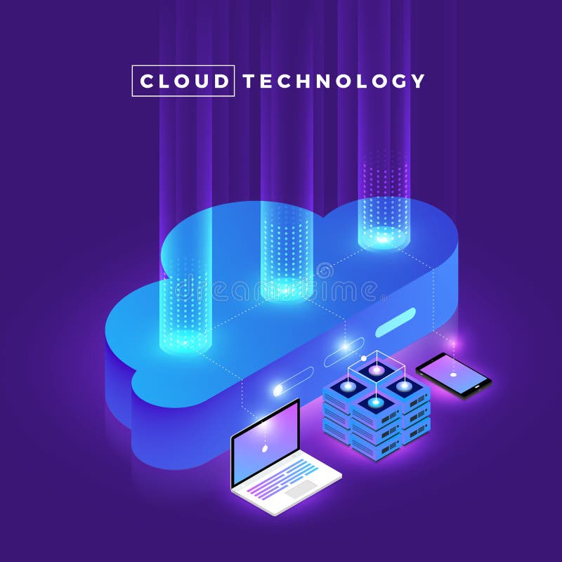 Isometric Cloud Computing stock vector. Illustration of communication - 138759037