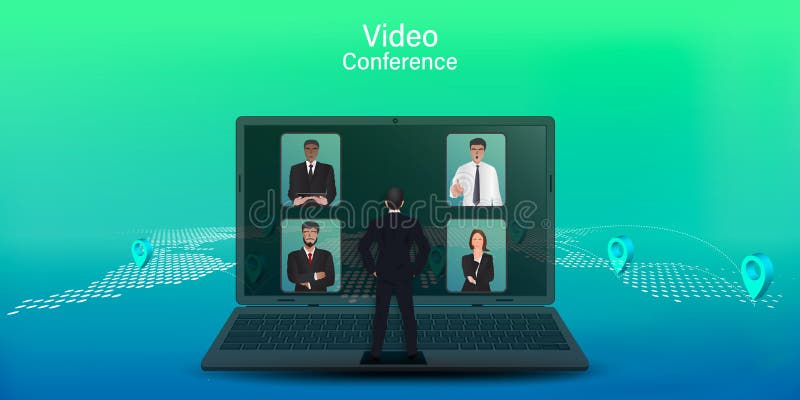 Illustrations Design Concept Video Conference by Notebook Computer ...
