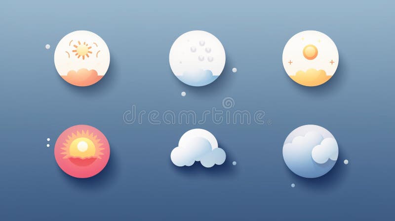 Illustrations of Different Weather Conditions in a Minimalist Design ...