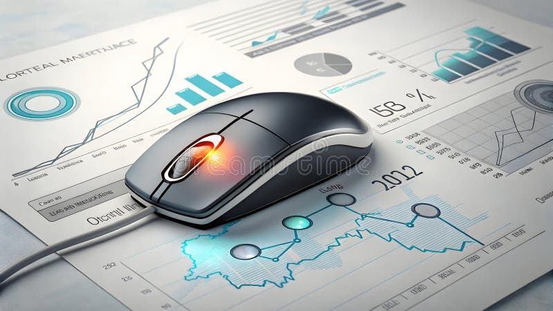 Illustrations Digital Mouse Computer with Business Background Stock ...