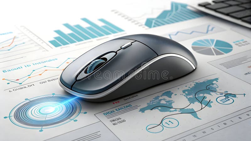 Illustrations Digital Mouse Computer with Business Background Stock ...