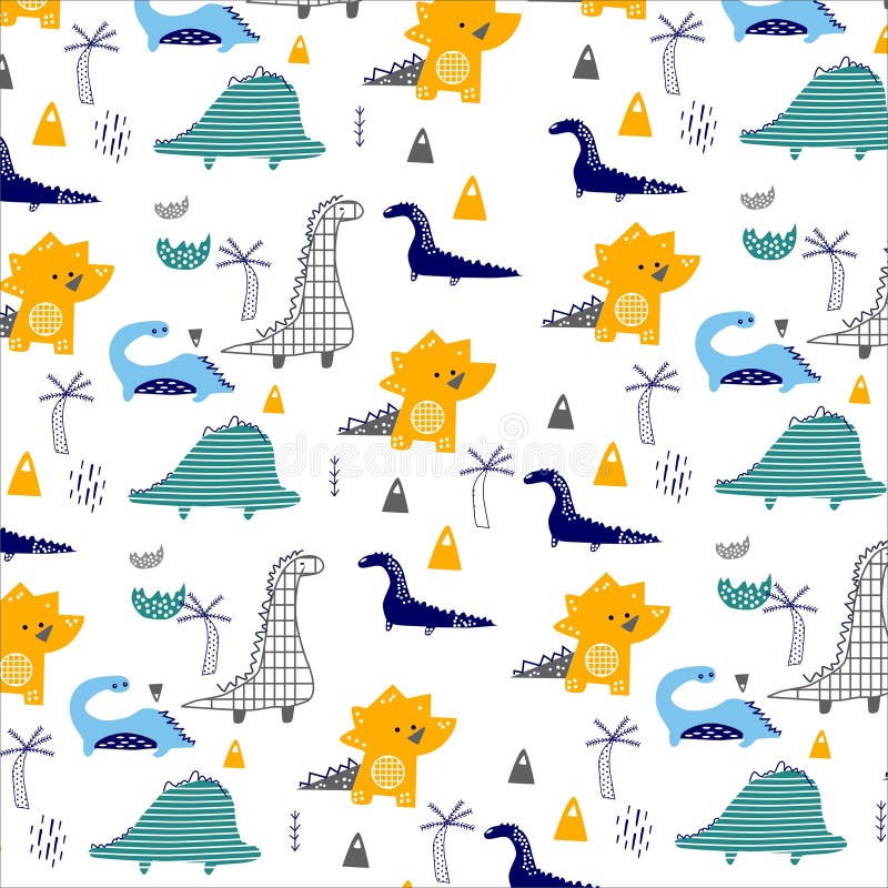 Dino All Over Pattern Print Vector Art Stock Vector - Illustration of ...
