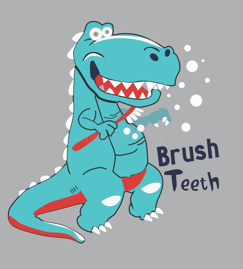 Dinosaur Brush Teeth Animals Print Vector Design Stock Vector ...