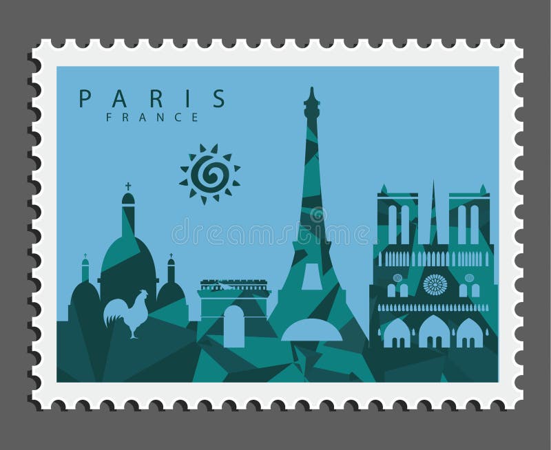 Stamp of Paris France stock vector. Illustration of landmarks - 137590166