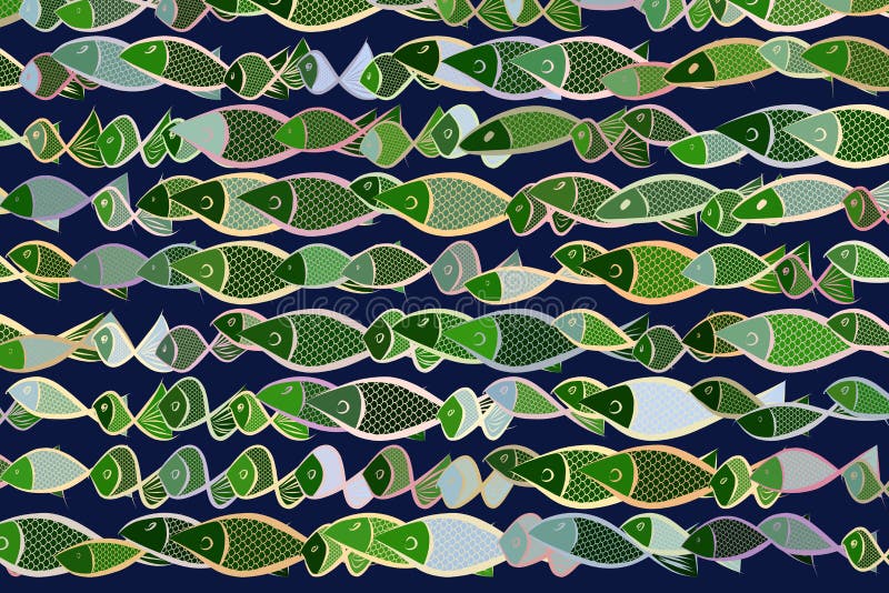 Illustrations of Fish. Repeat, Effect, Drawing & Color. Stock Vector ...