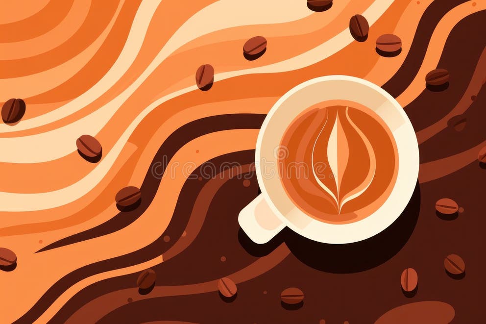 Illustrations Flat Coffee Mocca Background. Generative AI Stock ...