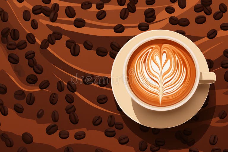 Illustrations Flat Coffee Mocca Background. Generative AI Stock ...