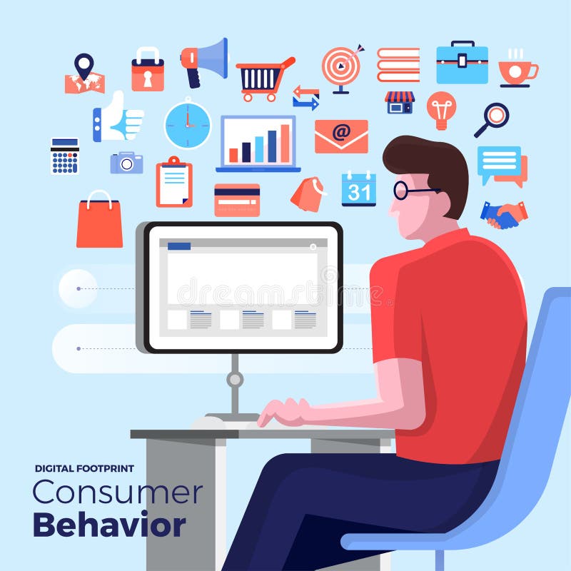 Illustrations COnsumer Digital Footprint Stock Vector - Illustration of ...