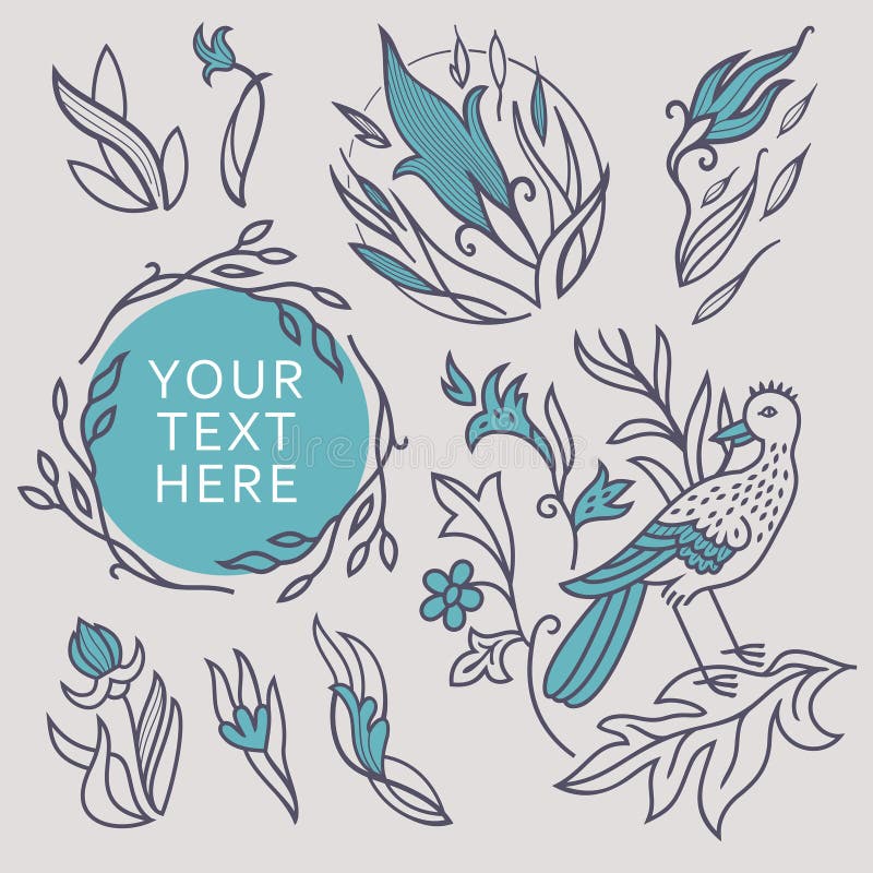 Illustrations with Floral Design and Frame for Text Stock Vector ...