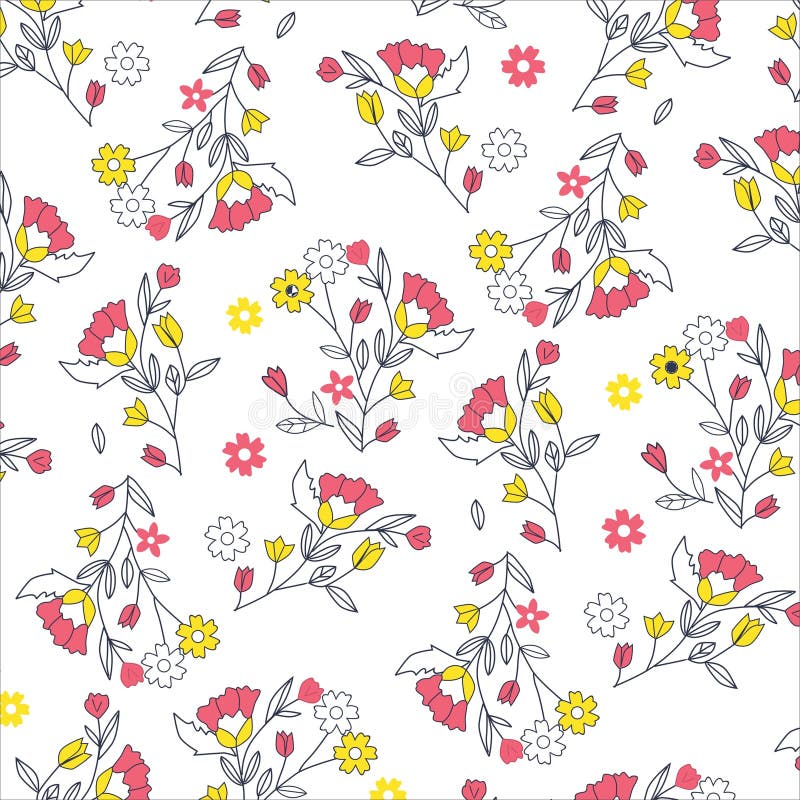 Flower All Over Pattern Print Vector Design Stock Vector - Illustration ...